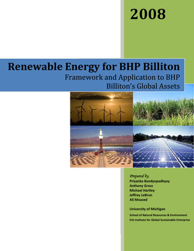 Renewable Energy for BHP Billiton: Framework and Application to BHP ...