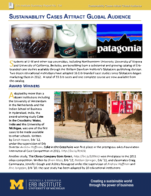 Sustainability Cases Attract Global Audience - U-M Erb